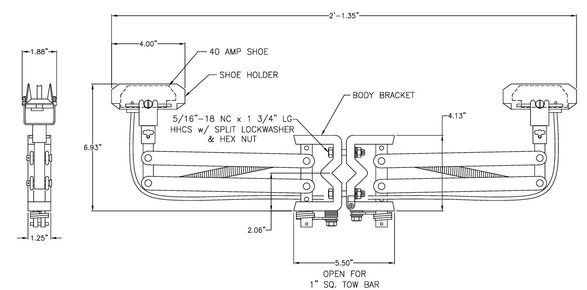 Product Code P-80-VT3, 80 Amp - Double Shoe - Vertical Mount Systems On ...